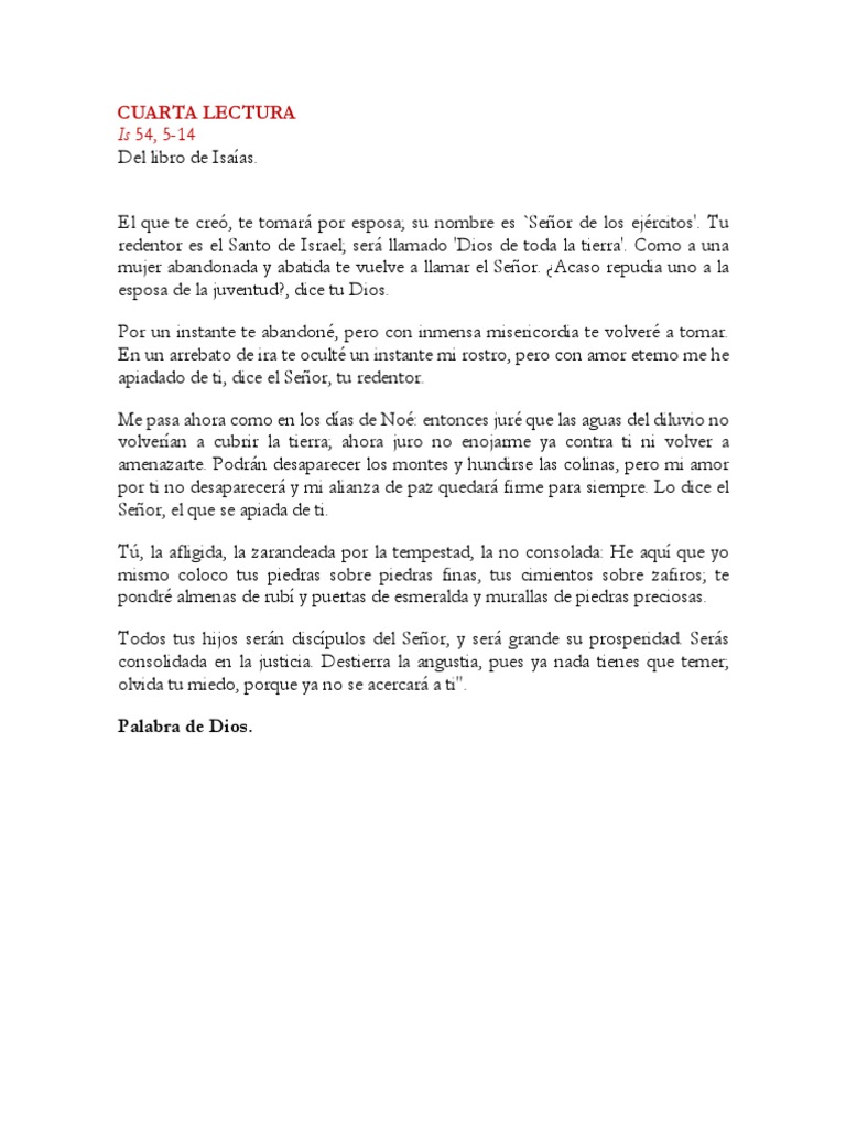Cuarta Lectura: Palabra de Dios | PDF