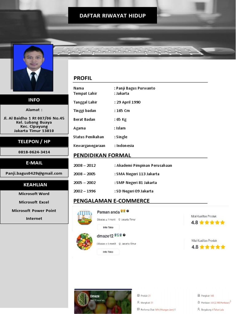 Profil dan Keahlian Panji Bagus Purwanto | PDF