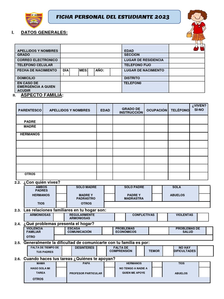 Ficha de La Estudiante - Tutoría | PDF