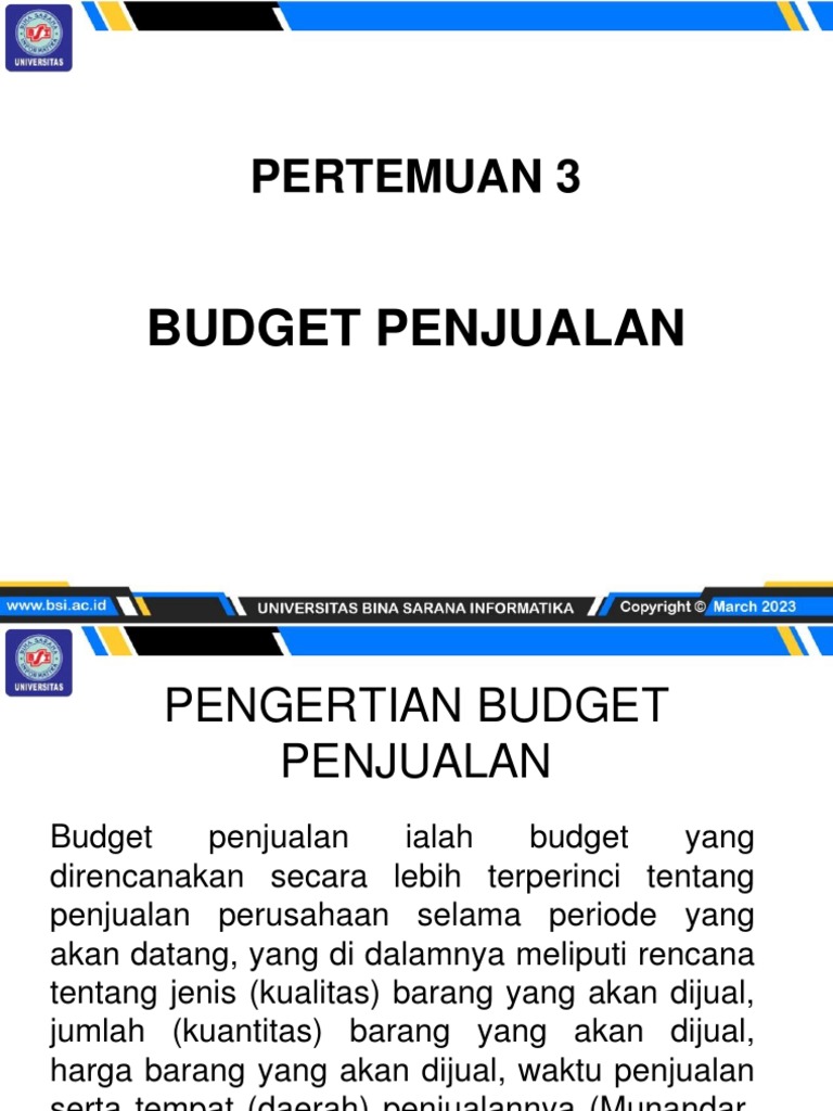 Pertemuan 3: Budget Penjualan | PDF