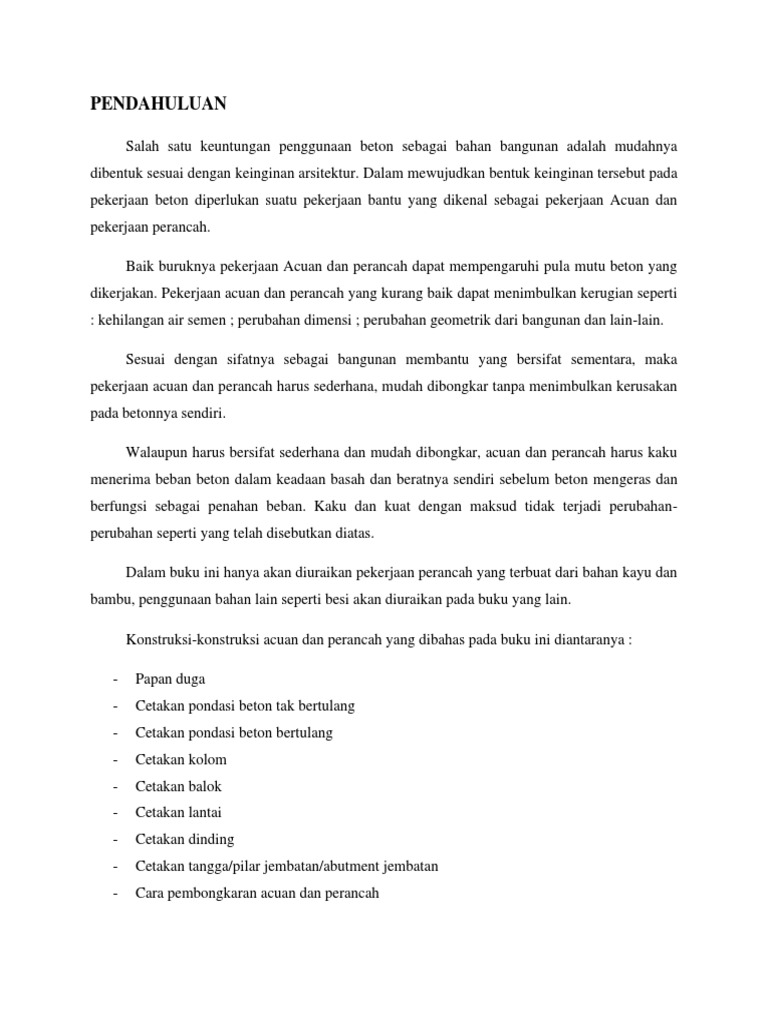 Pekerjaan Acuan dan Perancah Kayu | PDF