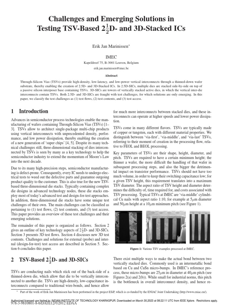Challenges and Emerging Solutions in Testing TSV-based 2 1 Over 2D ...