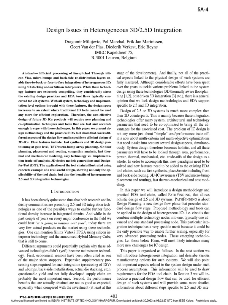 Design Issues in Heterogeneous 3D 2.5D Integration | PDF ...