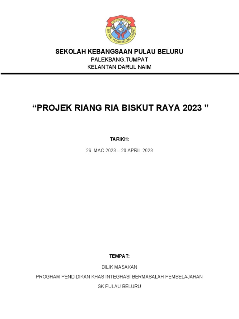 Kertas Kerja Projek Masakan SK Pulau Beluru-1-1 | PDF