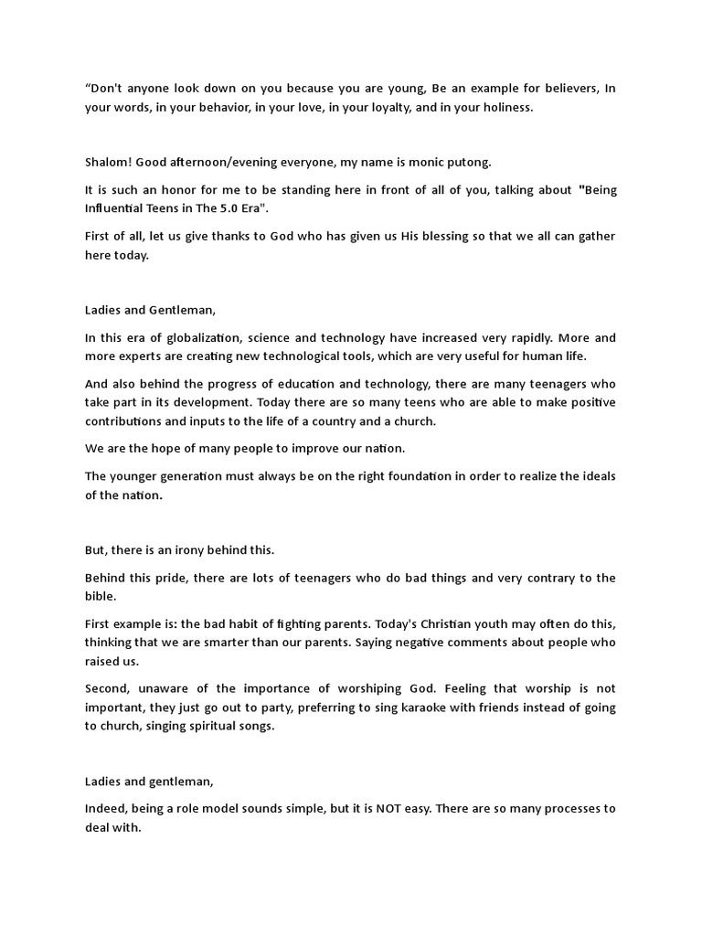 Pidato Monic (Juri Pny) | PDF | Adolescence | God
