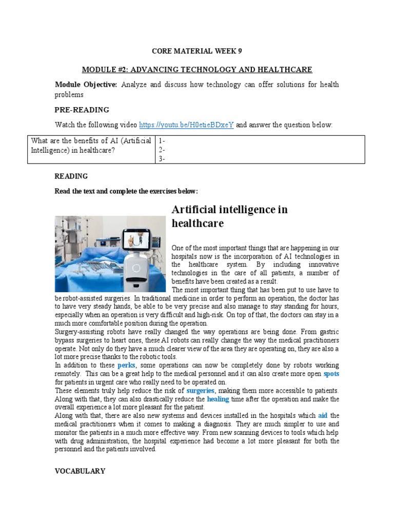 Core Material Week 9 | PDF | Health Care | Artificial Intelligence