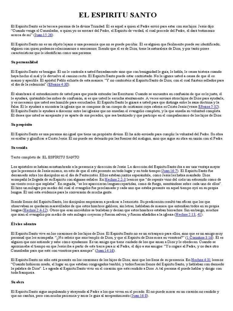 El Espiritu Santo | PDF | espíritu Santo | Jesús
