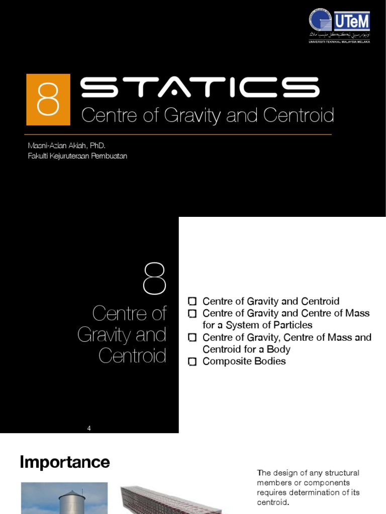 Chapter 8. Centre of Gravity, Centre of Mass, Centroid and Composite Bodies | PDF