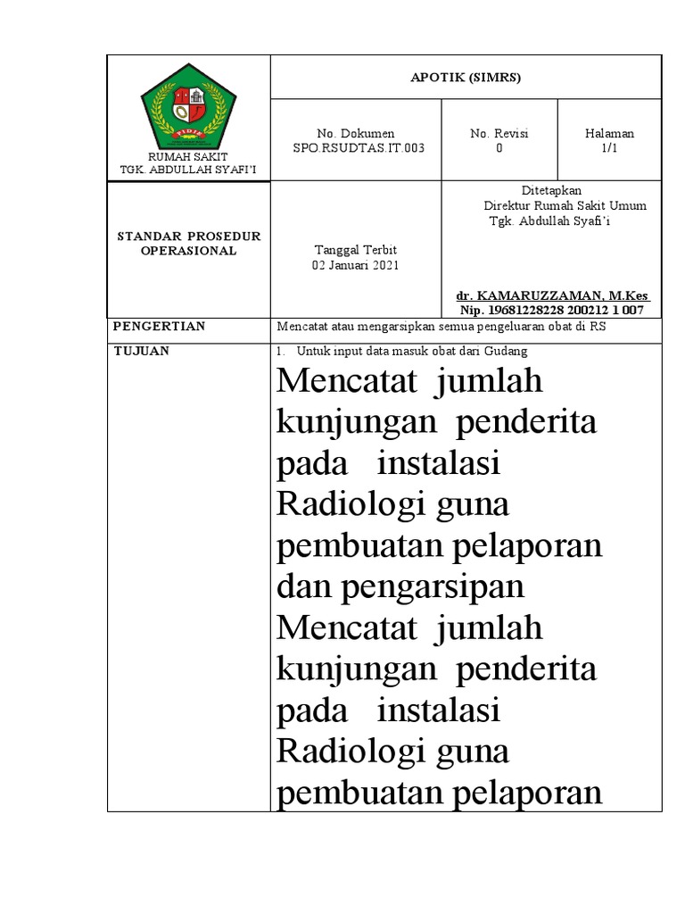Apotik (SIMRS) | PDF
