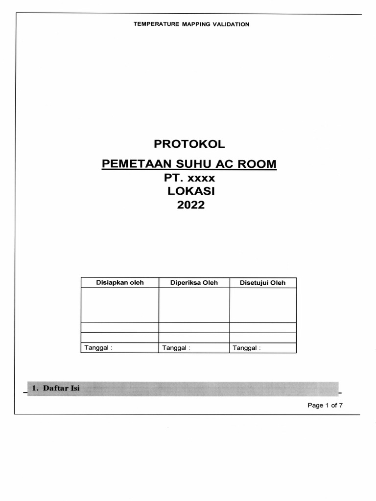 Protokol Mapping Suhu - Contoh03152023095623 | PDF