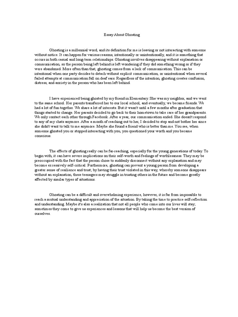 Ghosting Pdf Communication Experience