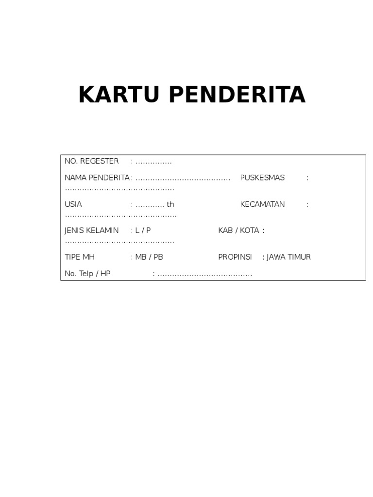 Format Kartu Kusta | PDF