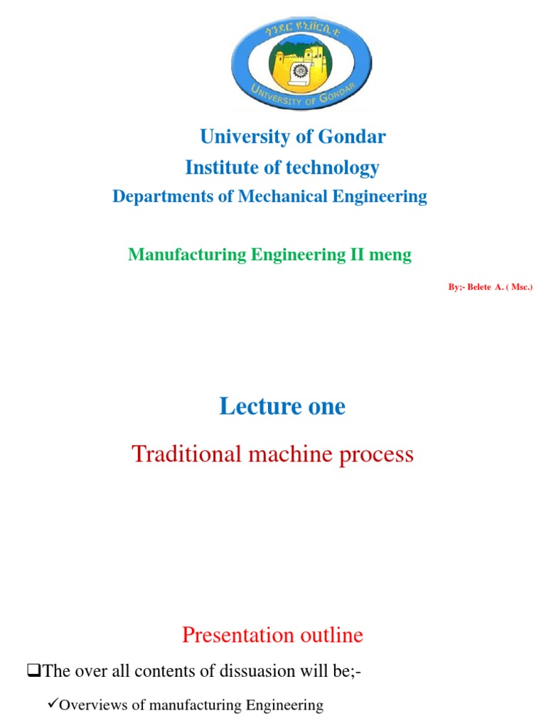 Manufacturing Engineering Ii Lecture One Pdf Machining Manufactured Goods 