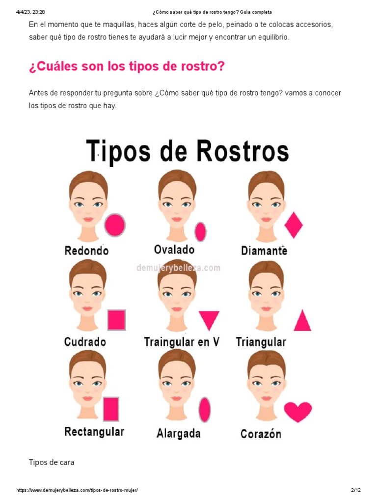 Cómo Saber Qué Tipo De Rostro Tengo Guía Completa Pdf Cara