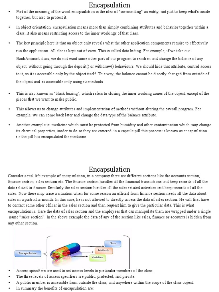 Encapsulation: Restricting Access to Class Attributes and Methods | PDF ...