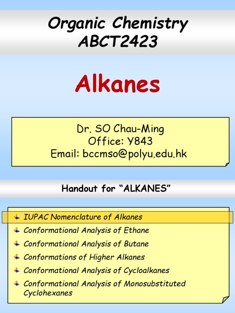 2 Alkanes | PDF | Conformational Isomerism | Alkane