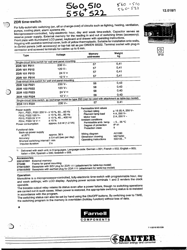 Sauter Memotime | PDF