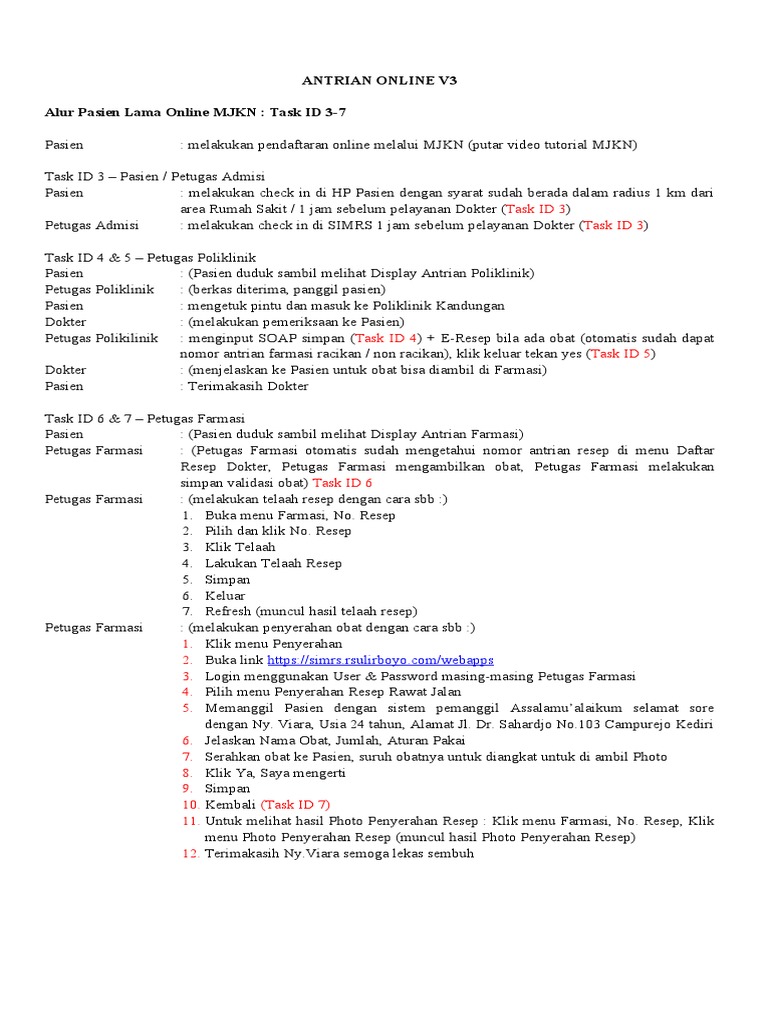 Alur Pasien Lama Online MJKN | PDF