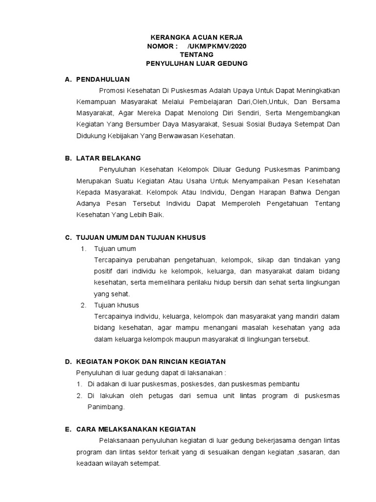 Kak Penyuluhan Luar Gedung | PDF