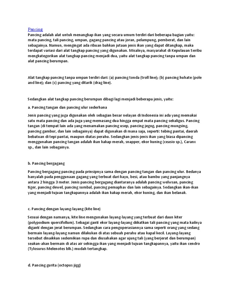Jenis-Jenis Alat Pancing | PDF