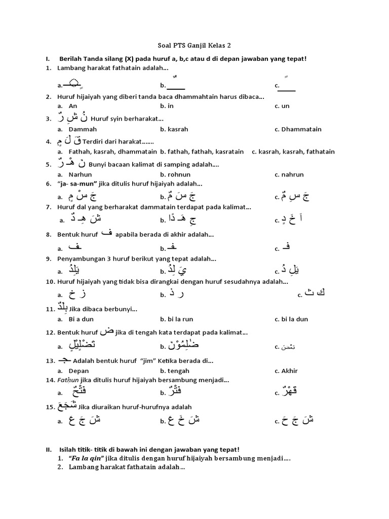 Soal PTS Ganjil Kelas 2 | PDF