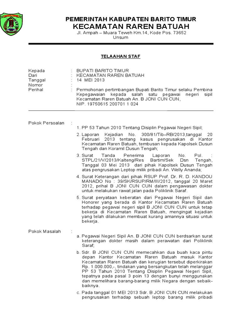 Telaahan Staf Cun Cun | PDF