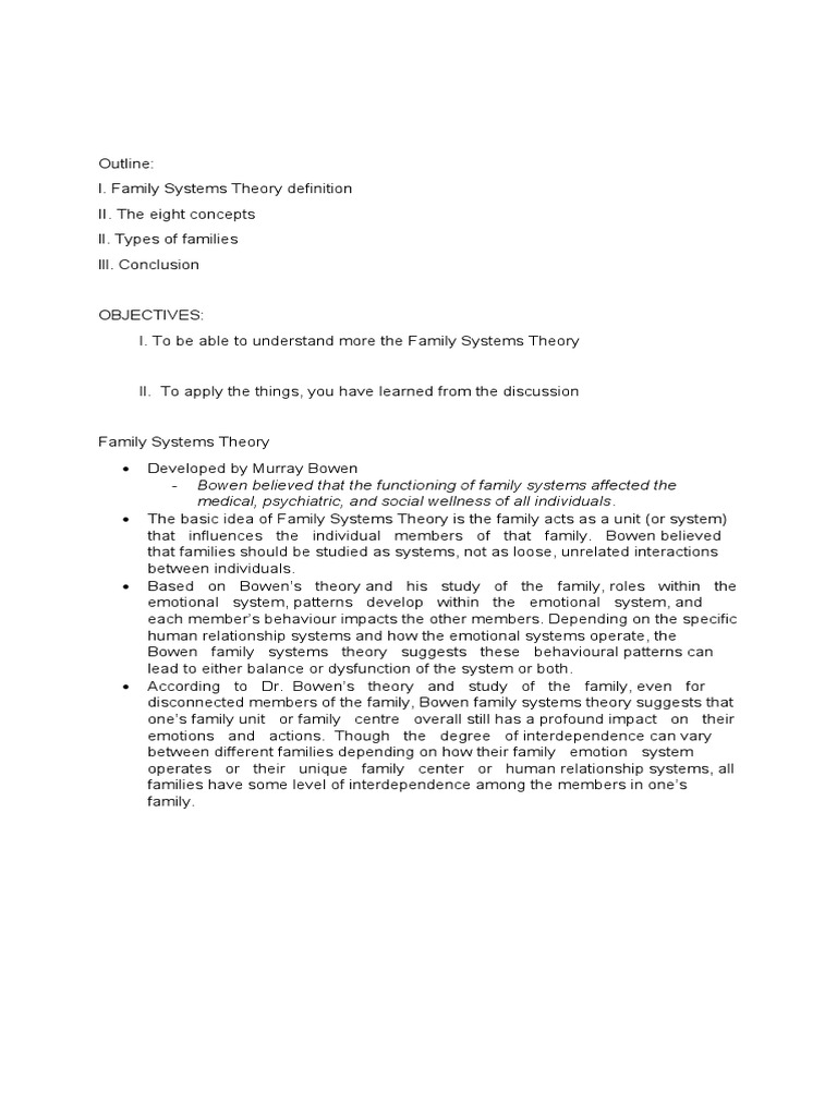 Family Systems Theory | PDF | Family | Cohabitation