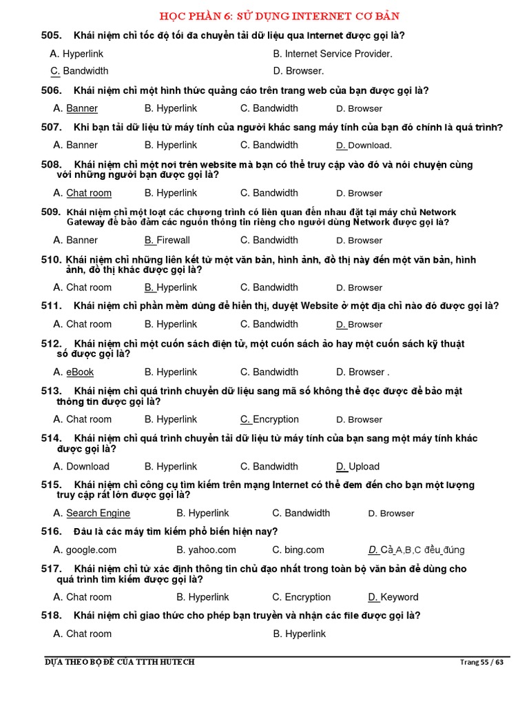 Trac Nghiem THDC | PDF