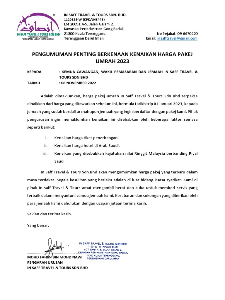Surat Kenaikan Harga | PDF