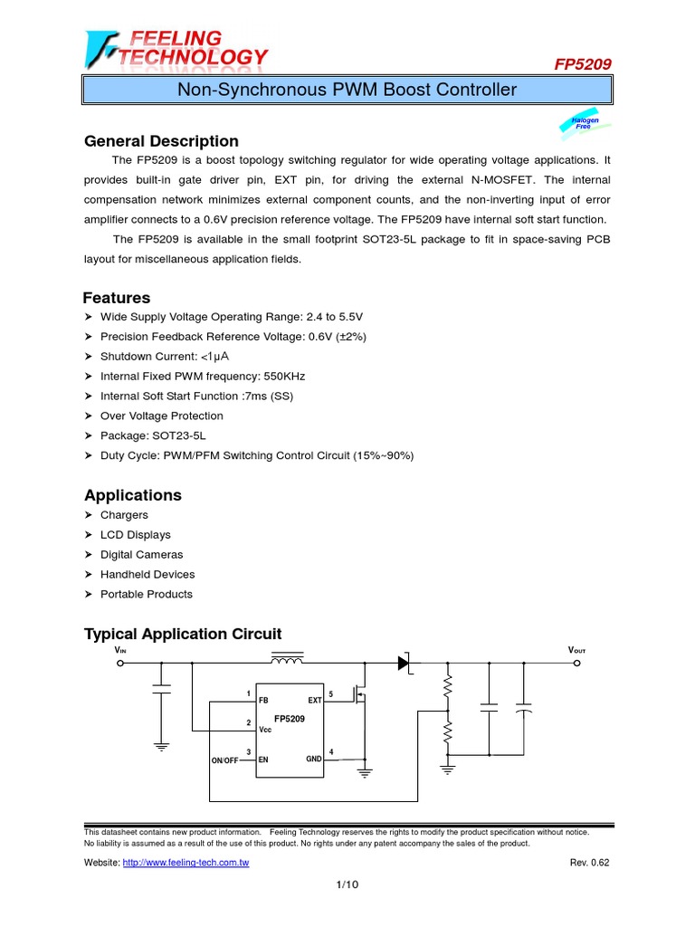 Non-Synchronous PWM Boost Controller: General Description | PDF | Amplifier | Electronic Circuits