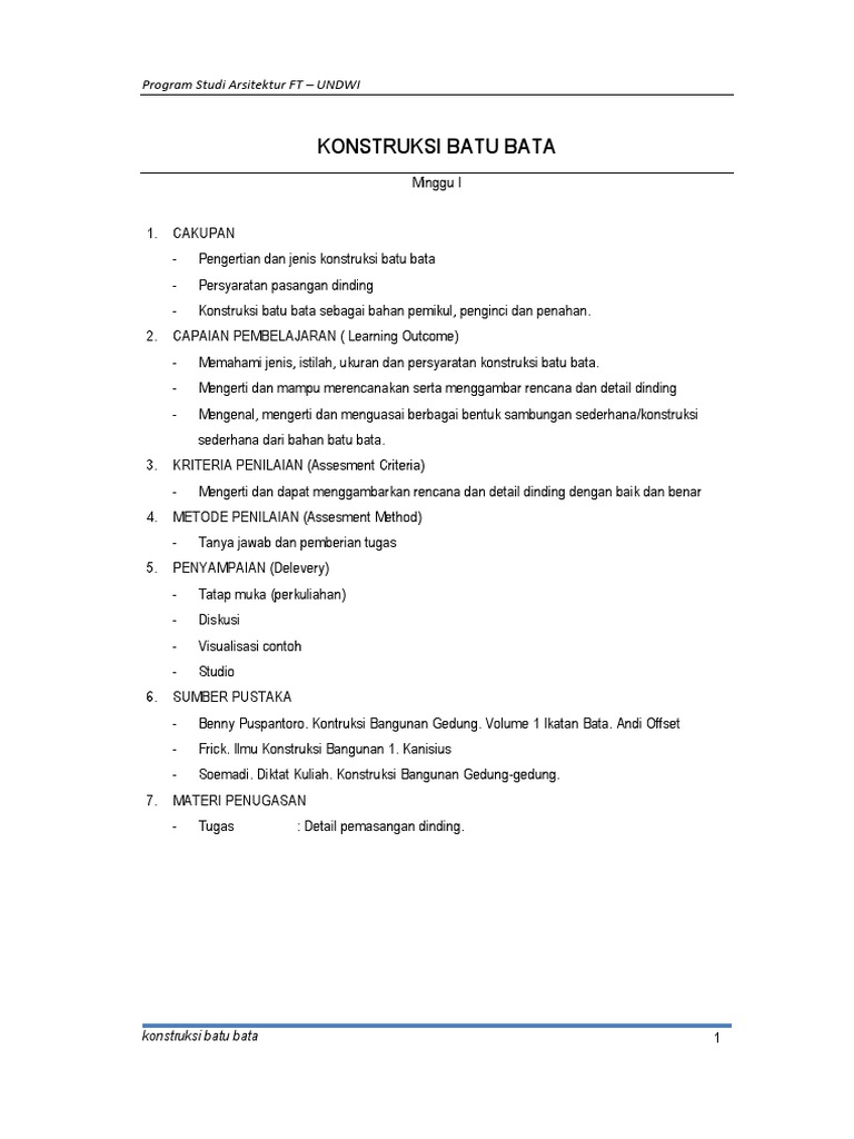 Konstruksi Batu Bata | PDF