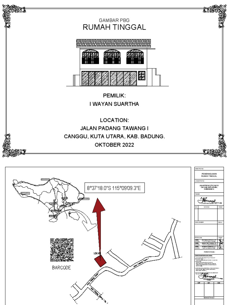 PBG RUMAH TINGGAL PADANG TAWANG (ARSITEKTUR) | PDF