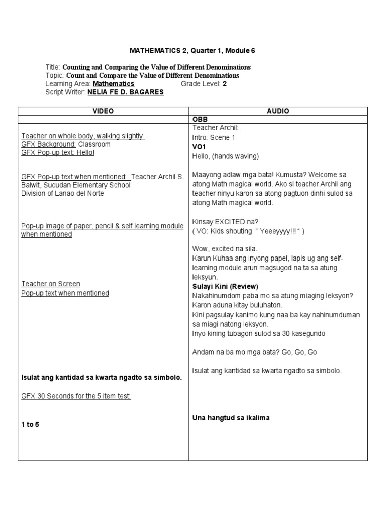 Script, Math 2, Q1, Mod6 | PDF