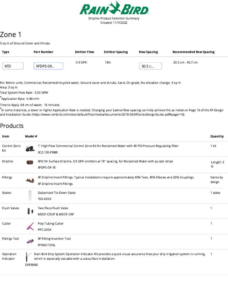 Dripline Product Selection Guide - Rain Bird | PDF