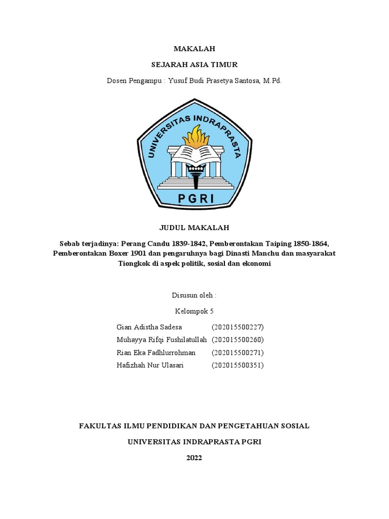 Perang Candu 1 Dan 2 Dan Boxer Beserta Penyebab Dan Dampak | PDF