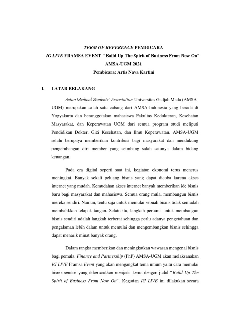 ToR - Pembicara - IG Live | PDF