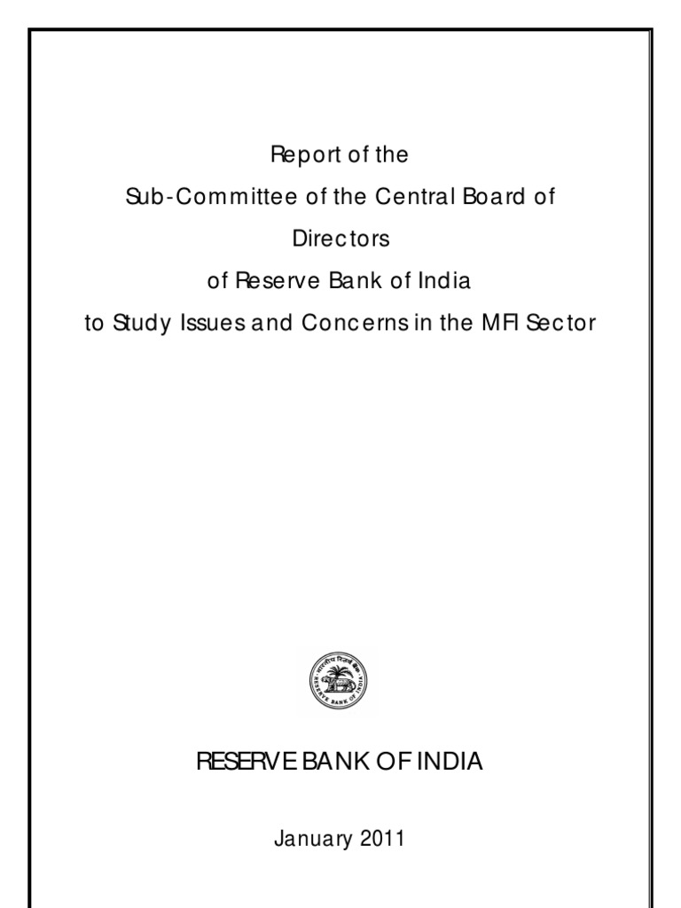 Malegam Committee Report | PDF