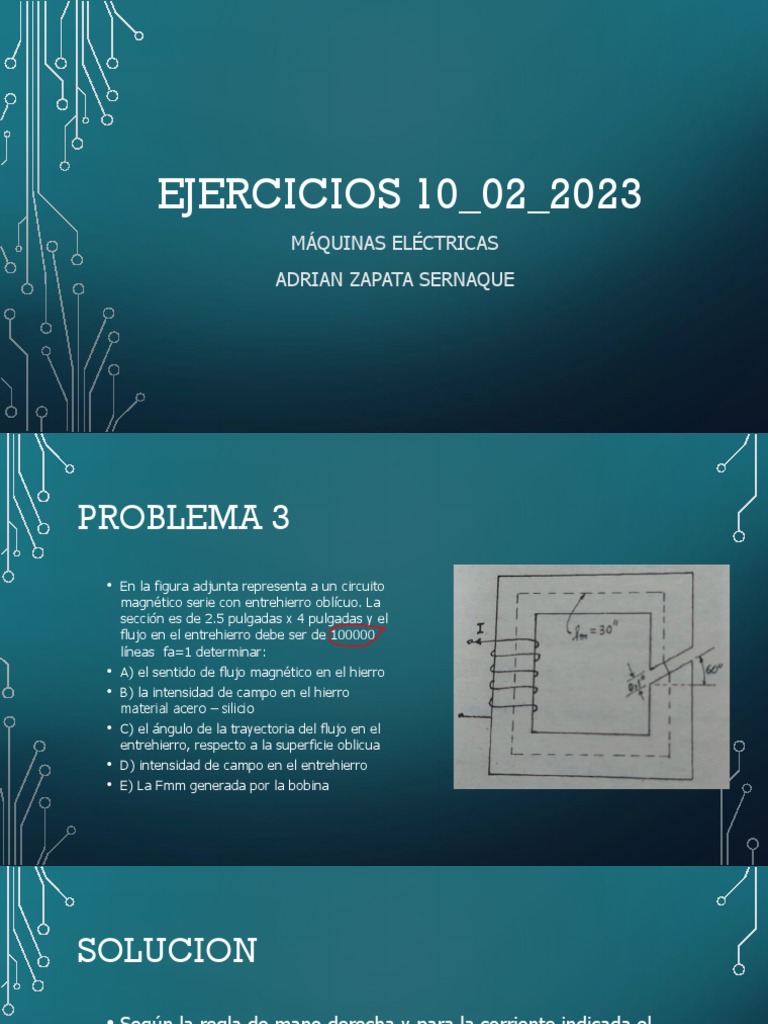 EJERCICIOS 10 - 02 - 2023: Máquinas Eléctricas Adrian Zapata Sernaque | PDF