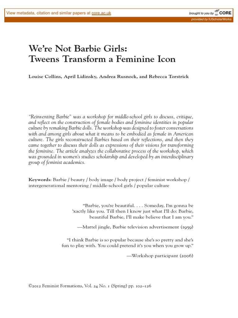 We're Not Barbie Girls: Tweens Transform A Feminine Icon | PDF | Barbie ...