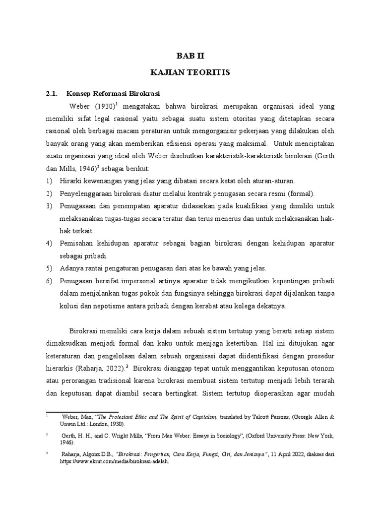 Bab Ii Kajian Teoritis: 2.1. Konsep Reformasi Birokrasi | PDF