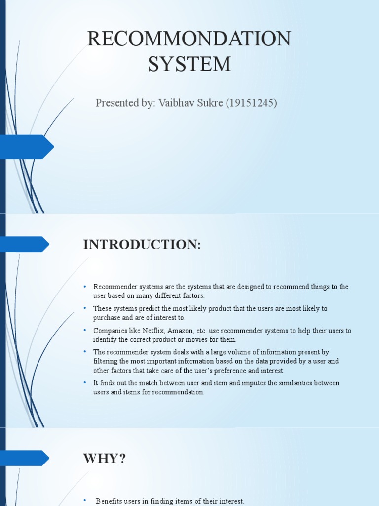 Recomendation System | PDF | Collective Intelligence | Computer Science