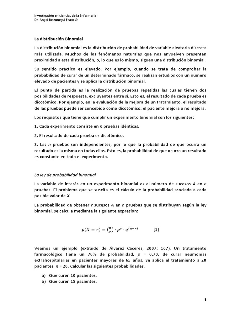Distribuciones Binomial y Multinomial | PDF | Experimentar | Probabilidad