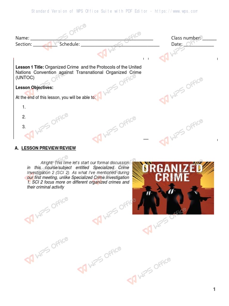 Day 1 SCI 2 | PDF | Organized Crime | Crimes