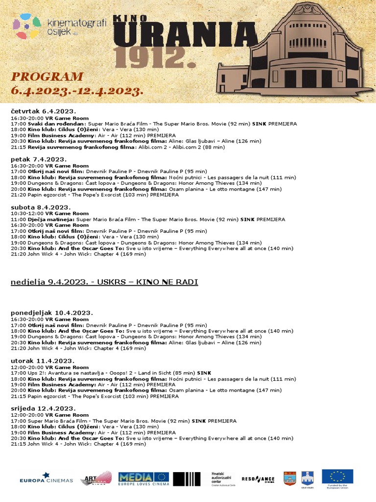 Program Kina Urania 6.4.-12.4.2023 | PDF