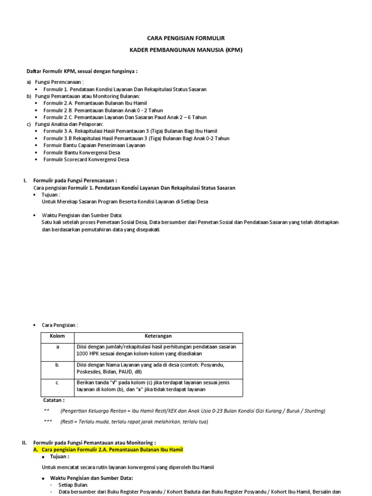 Cara Pengisian Formulir KPM (All Formulir) Final (27032019) | PDF