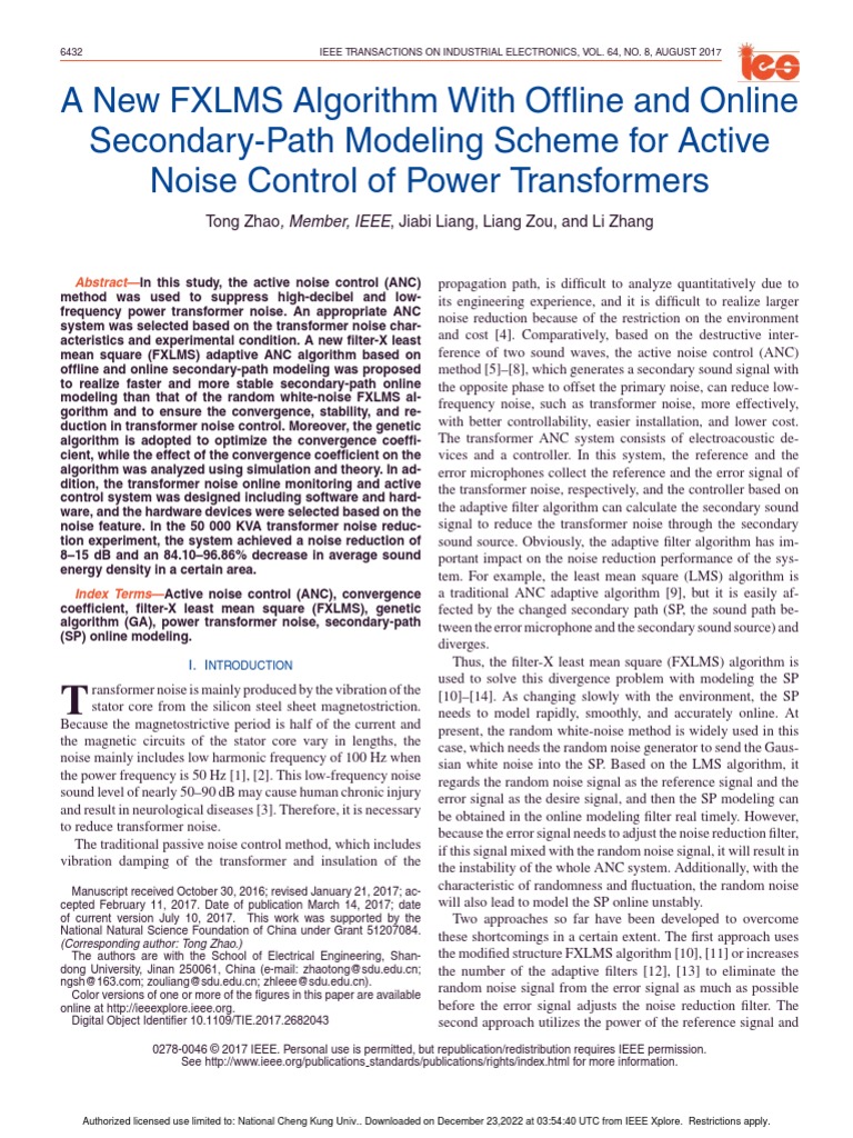 2017 A New FXLMS Algorithm With Offline and Online Secondary-Path Modeling Scheme For Active ...