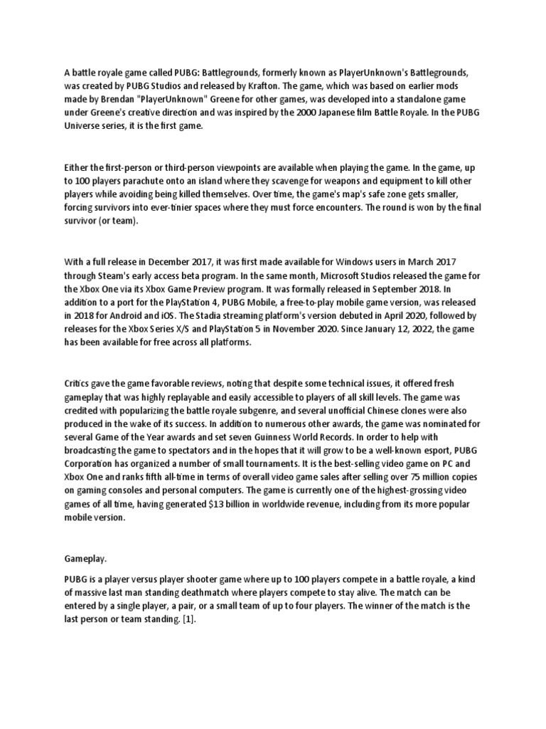 Pubg | PDF | Video Games | Game Design