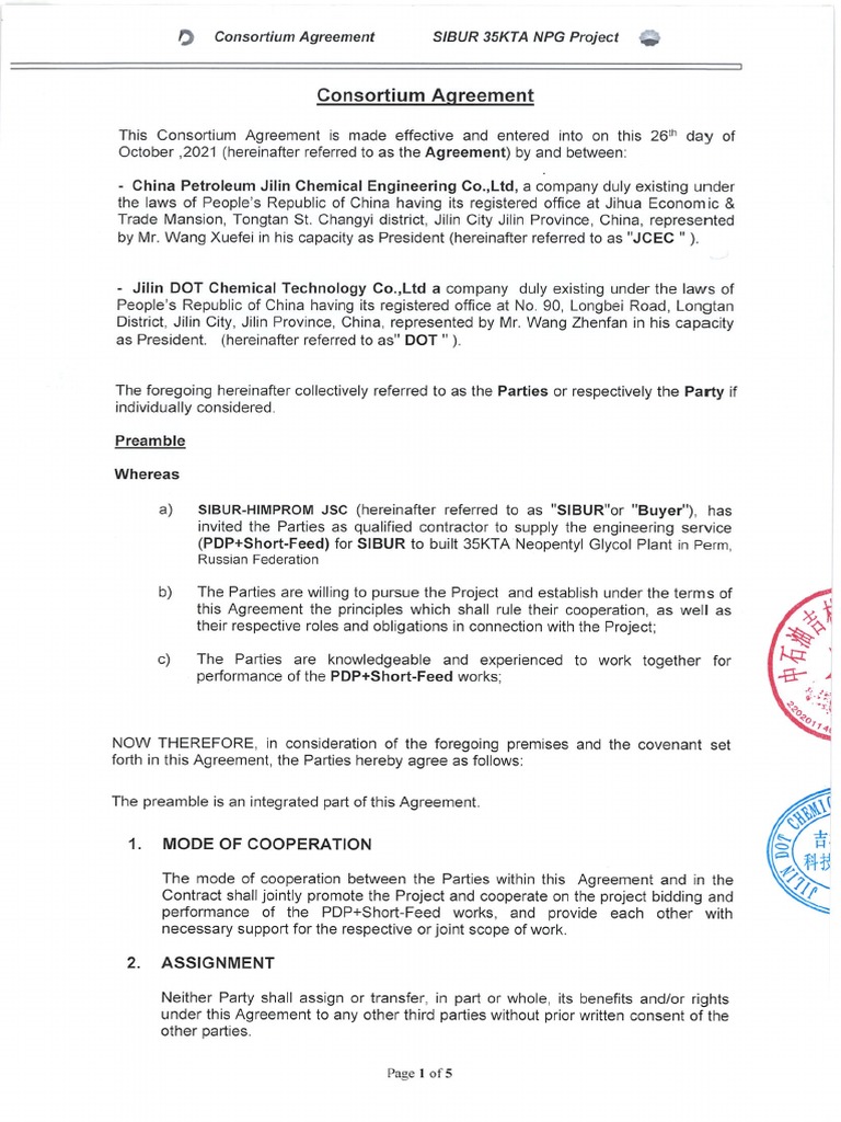 Consortium Agreement (DOT JCEC) | PDF