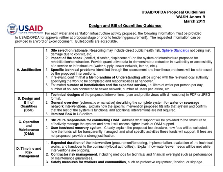 USAID-OFDA WASH Annex B Design and BoQ Guidance March 2019 | PDF | Wash ...