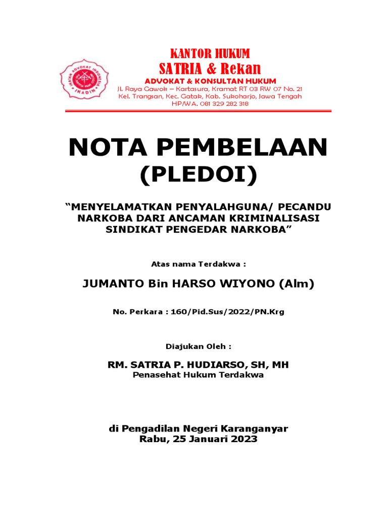 Nota Pembelaan: (Pledoi) | PDF